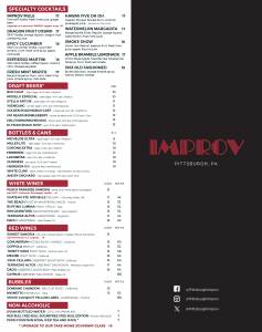 Pittsburgh Improv Food and Drink Menus