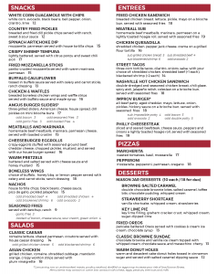 Brea Improv Food and Drink Menu